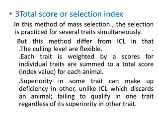Methods of selection in animal genetics and breeding | PPTX