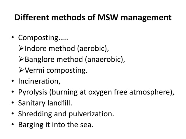 Methods of solid waste management