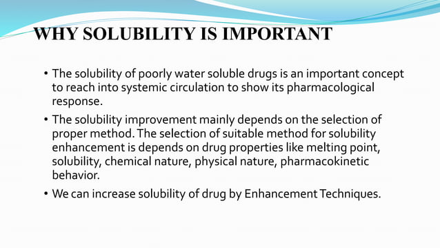 Methods of solubility enhancements | PPTX | Chemistry | Science