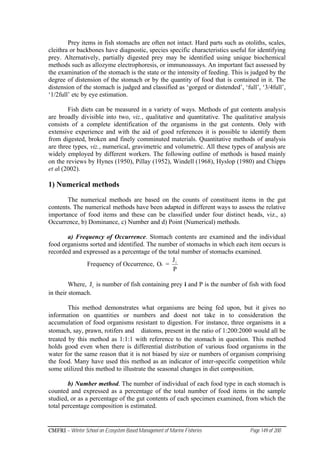 Methods of stomach contetn analyses of fishes | PDF