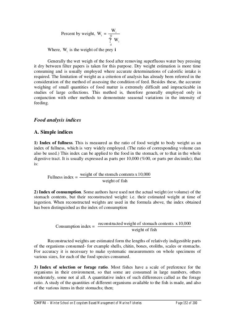 Methods of stomach contetn analyses of fishes