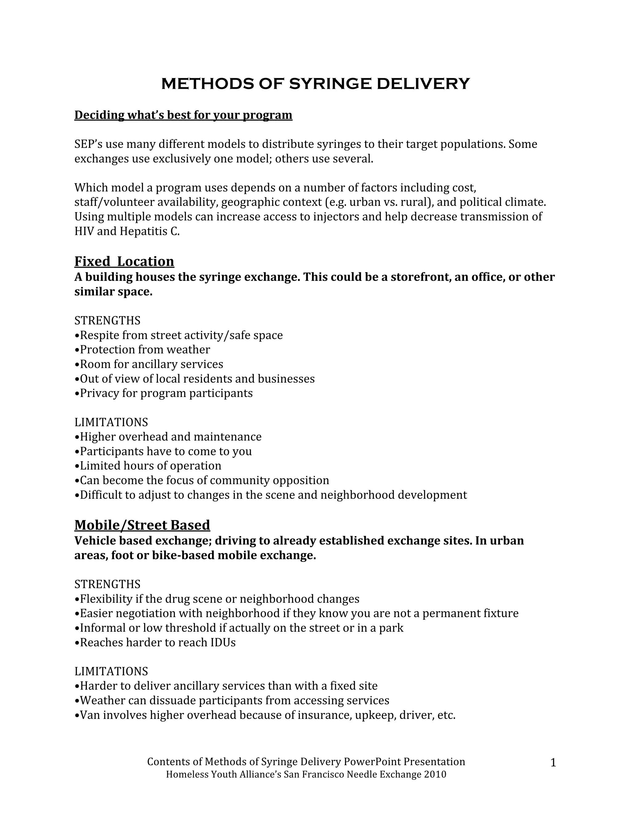 Methods of syringe delivery | PDF