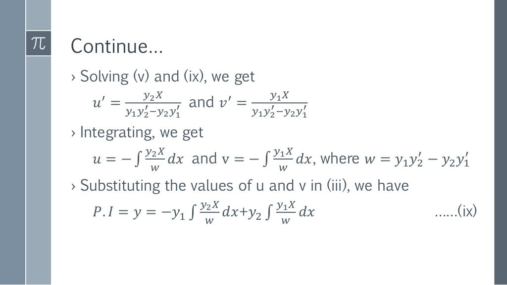 Methods Of Variation Of Parameters Advance Engineering Mathe Mathema
