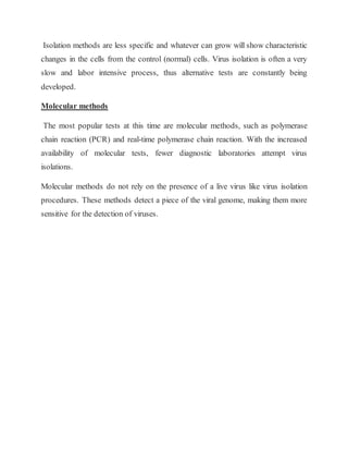 Methods of Viruses detection. | DOCX | Infectious Diseases | Diseases ...