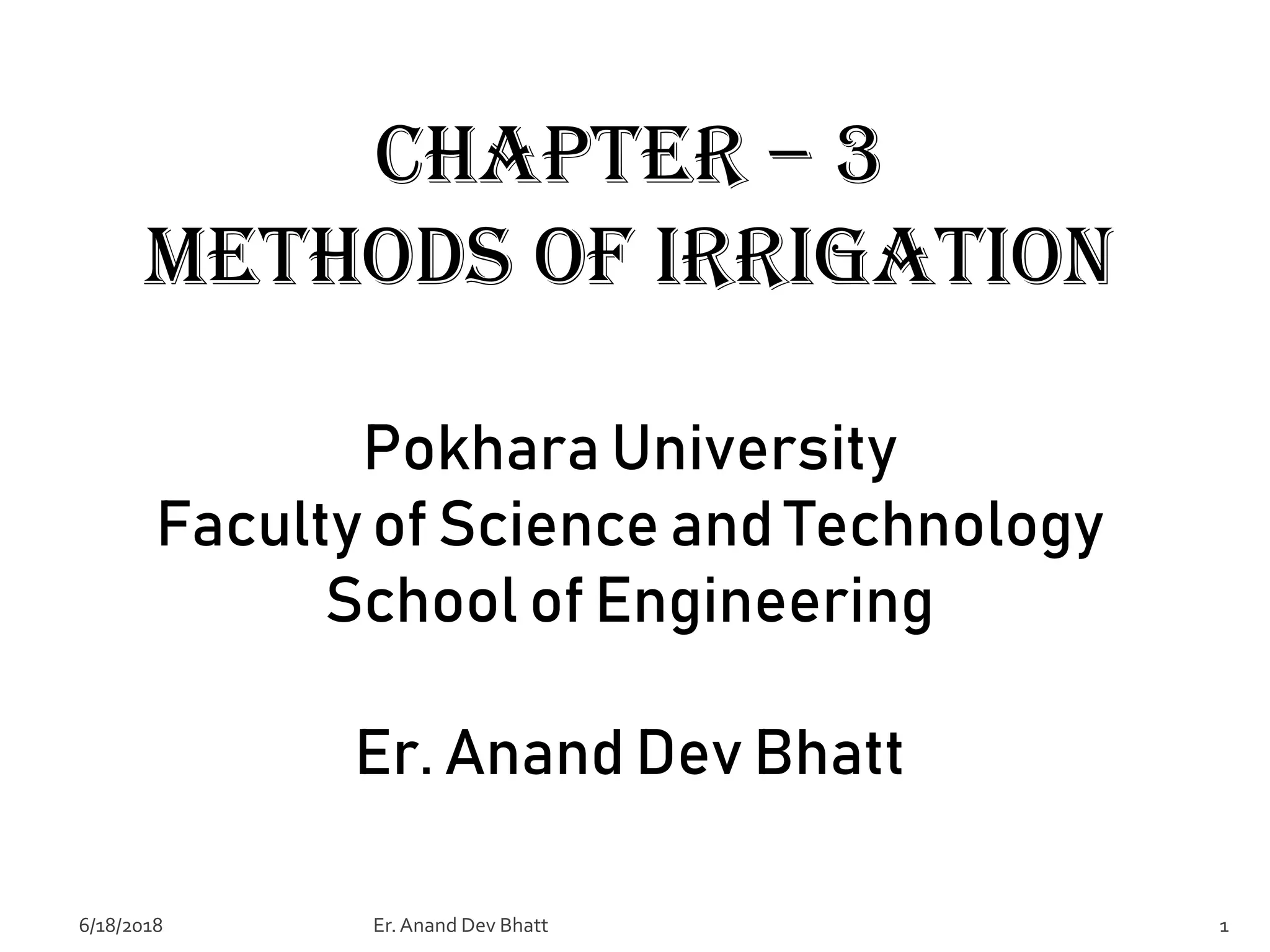 Methods or techniques of irrigation | PDF