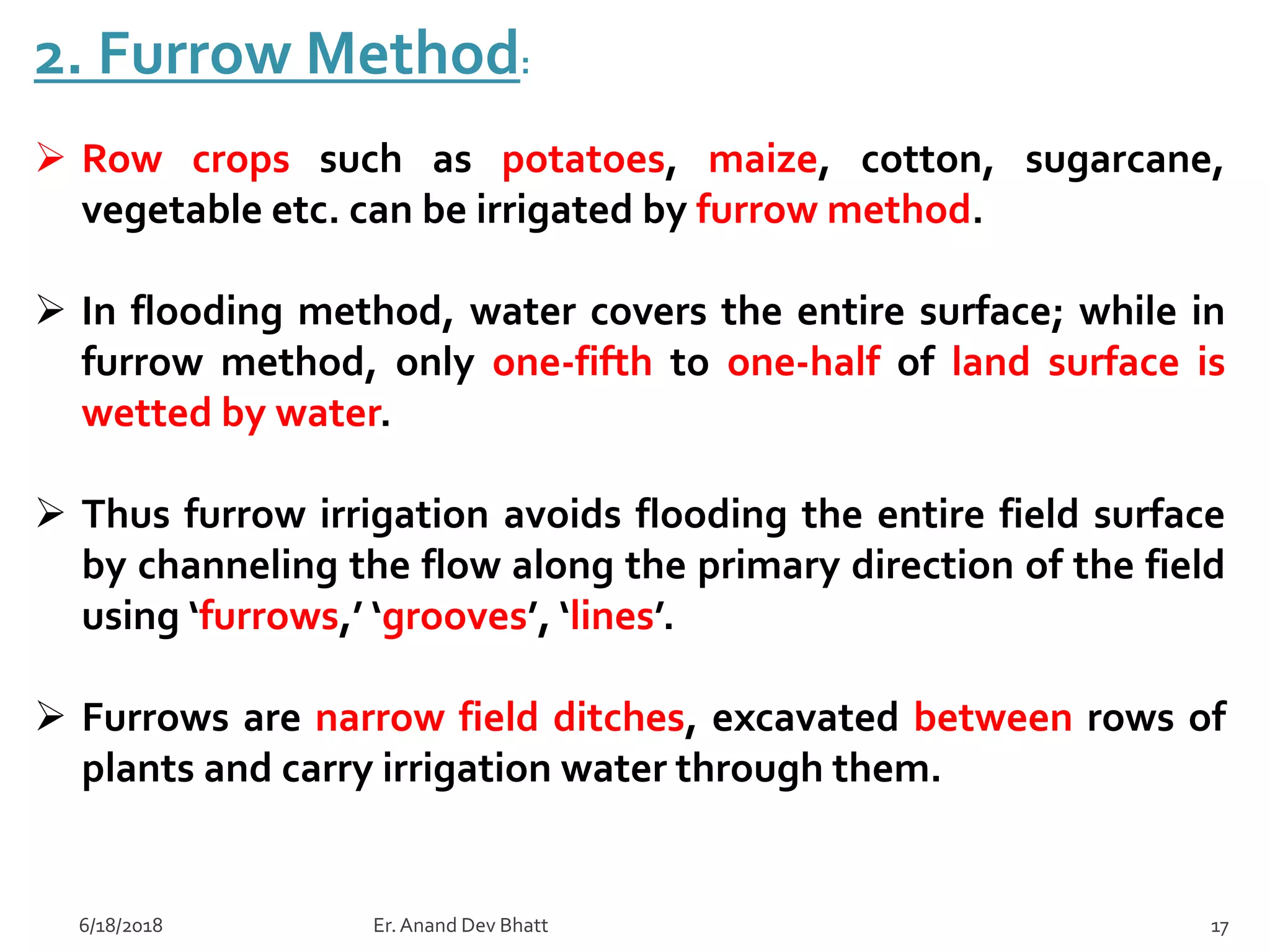 Methods or techniques of irrigation | PDF