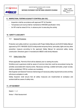 Method statement tank base concrete pouring | DOCX