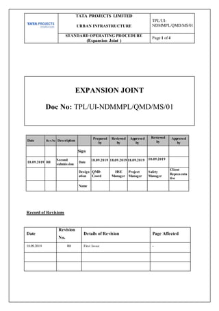 Method statement for expansion joint | DOCX