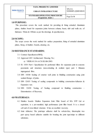 Method statement for expansion joint | DOCX