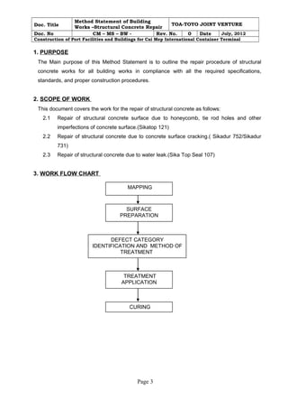 Method statement for structural concrete repair rev.0 | DOC