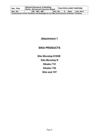 Method statement for structural concrete repair rev.0 | DOC