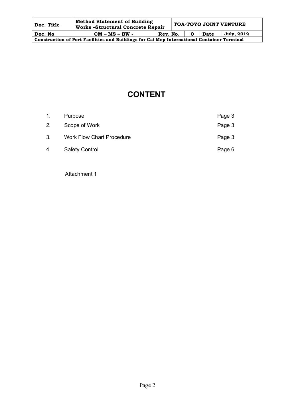 Method statement for structural concrete repair rev.0