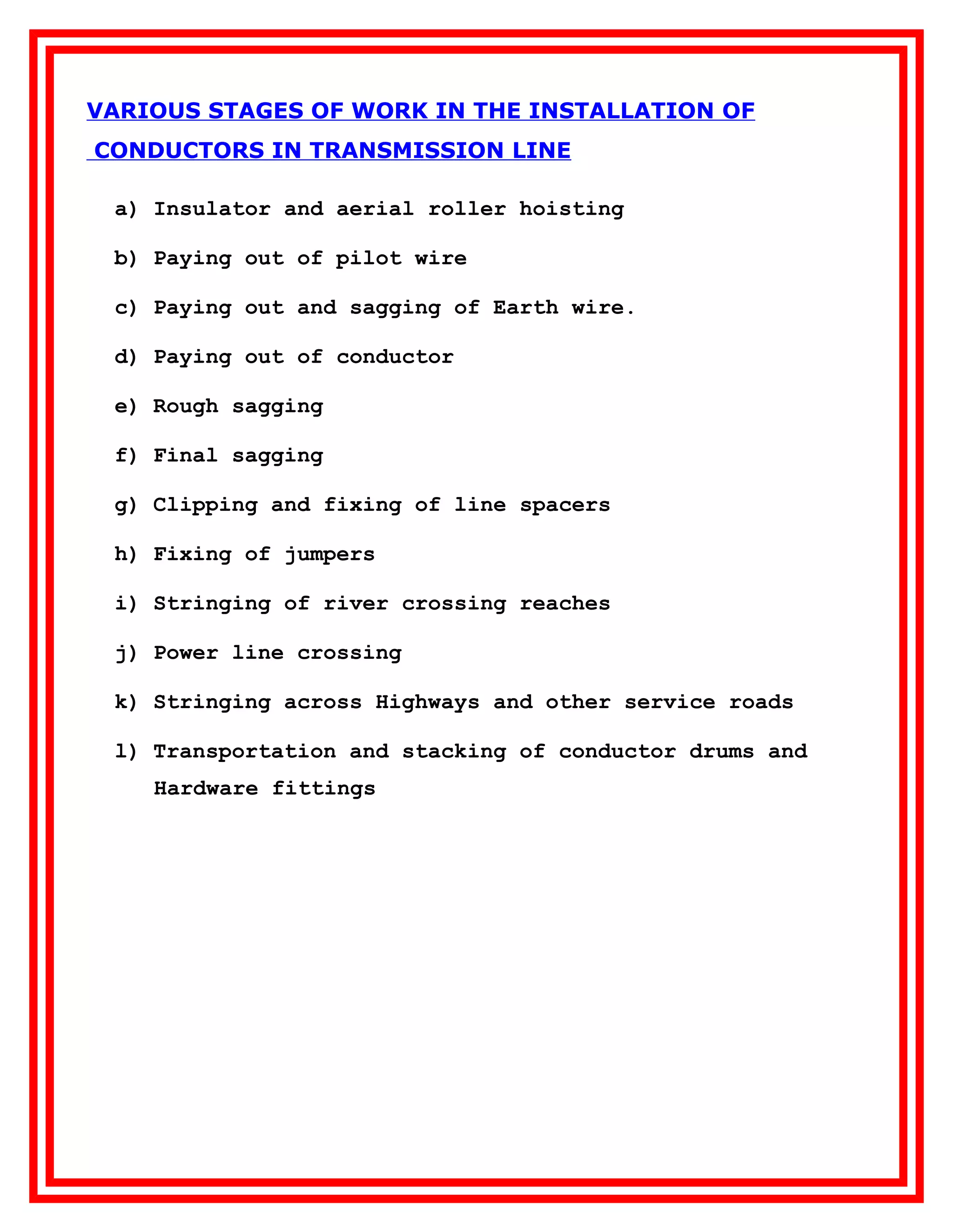 Method statement for transmission line (lanco) | DOC