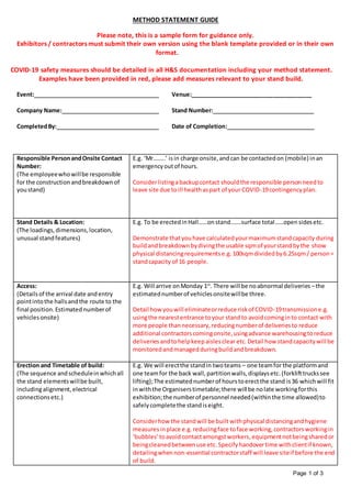 Method statement guide c19 | PDF