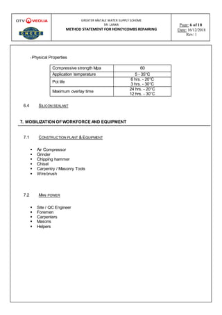 Method statement honycomb repairing | DOCX