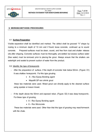 Method statement honycomb repairing | DOCX