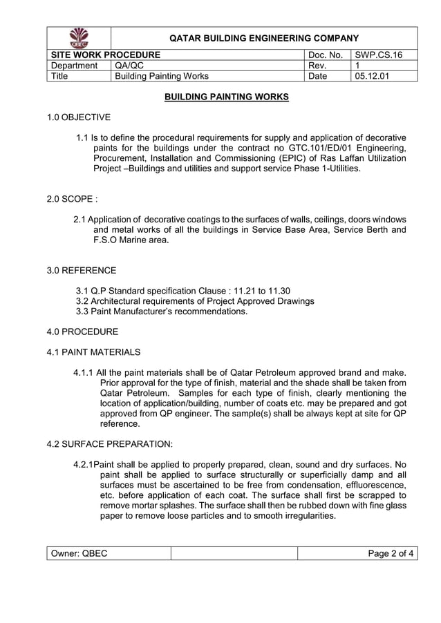 Method statement painting | DOCX