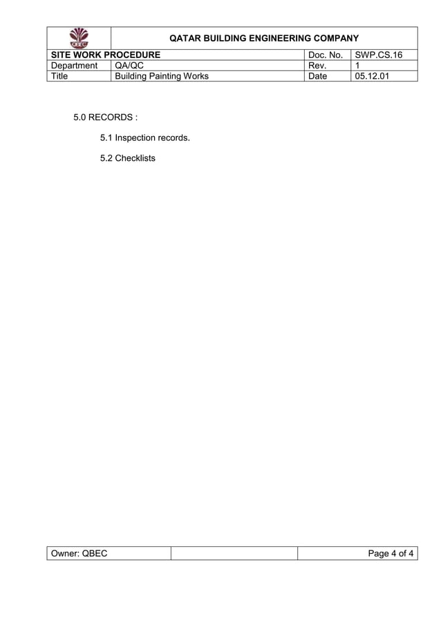 Method statement painting | DOCX