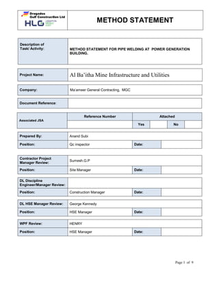 Methodstatement welding | PDF