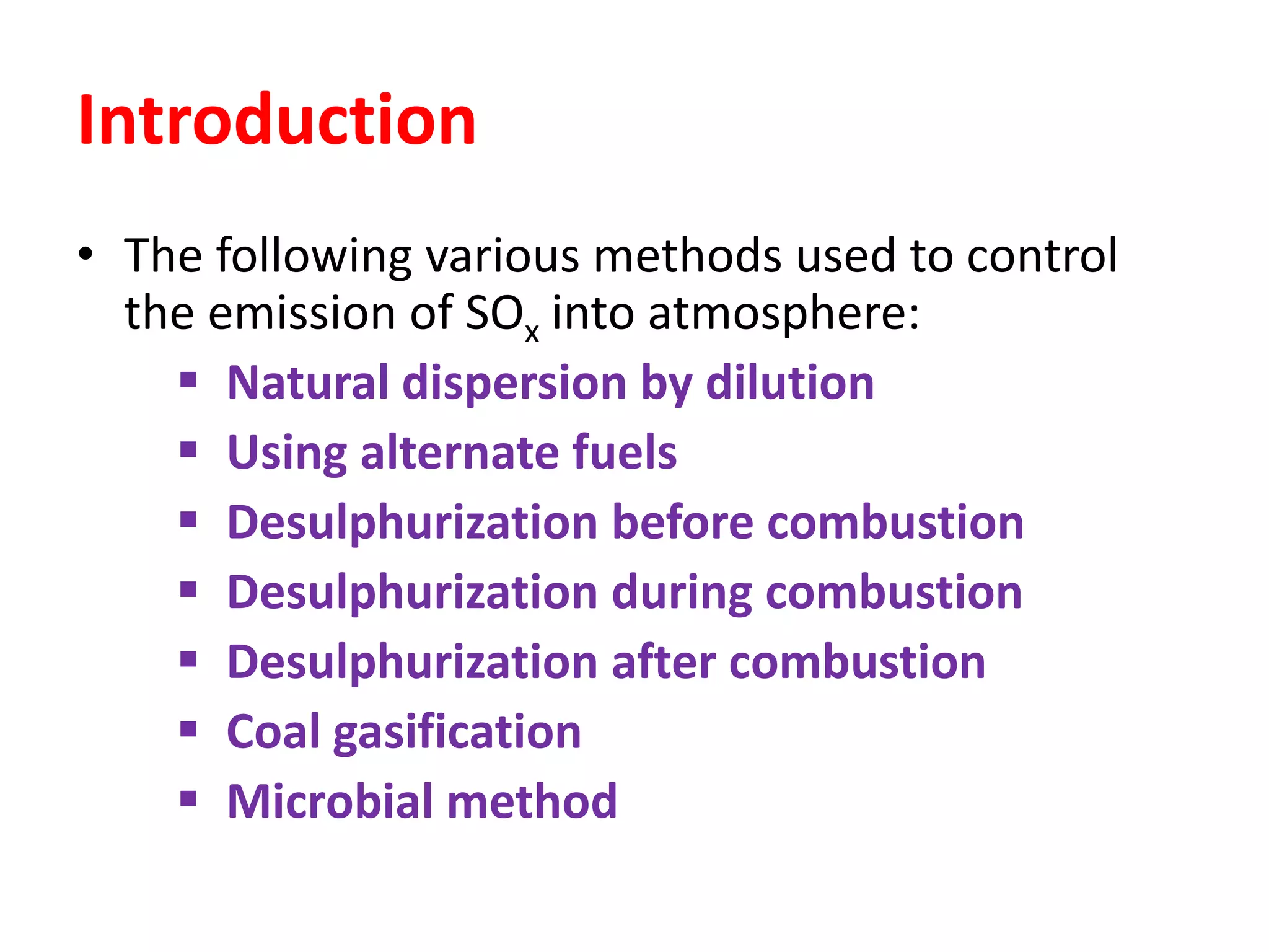 Methods to control s ox emissions | PPTX