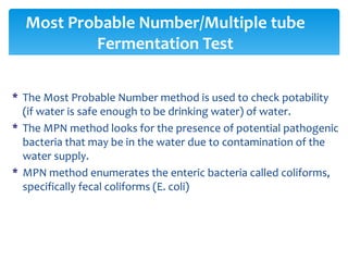 Methods to detect potability of water sample | PDF