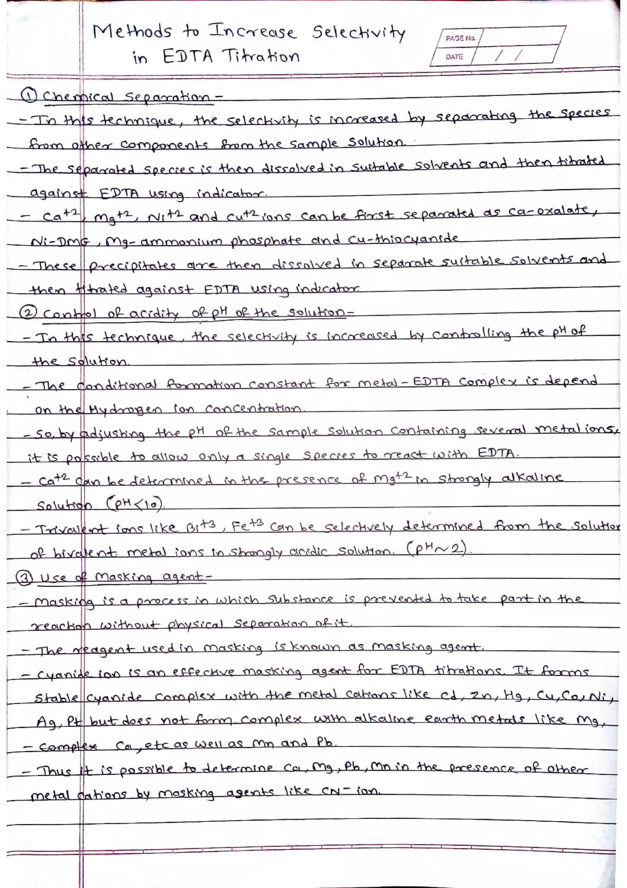 Methods to Increase Selectivity in EDTA Titration | PDF
