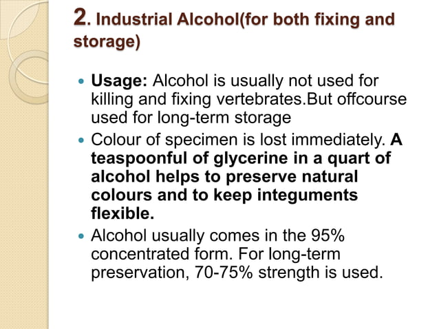 Methods to preserve specimens | PPTX | Alcoholic Beverages | Food & Drink