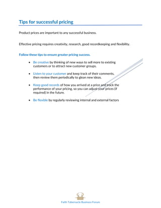 Methods to Price your Products Factsheet | PDF