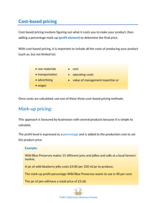 Methods to Price your Products Factsheet | PDF