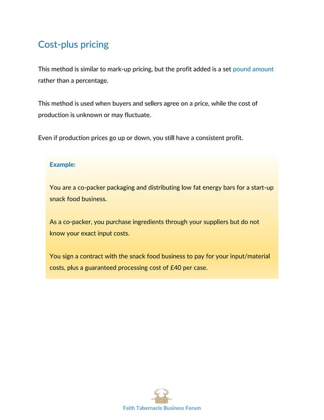 Methods to Price your Products Factsheet | PDF