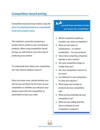 Methods to Price your Products Factsheet | PDF