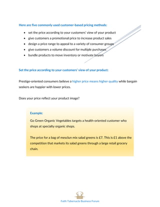 Methods to Price your Products Factsheet | PDF