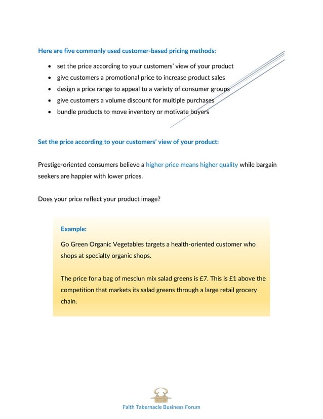 Methods to Price your Products Factsheet | PDF
