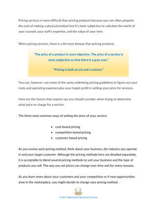 Methods to Price your Services Factsheet | PDF | Marketing and ...