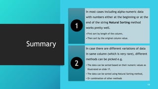 Sorting Alpha Numeric Data in MySQL | PPT