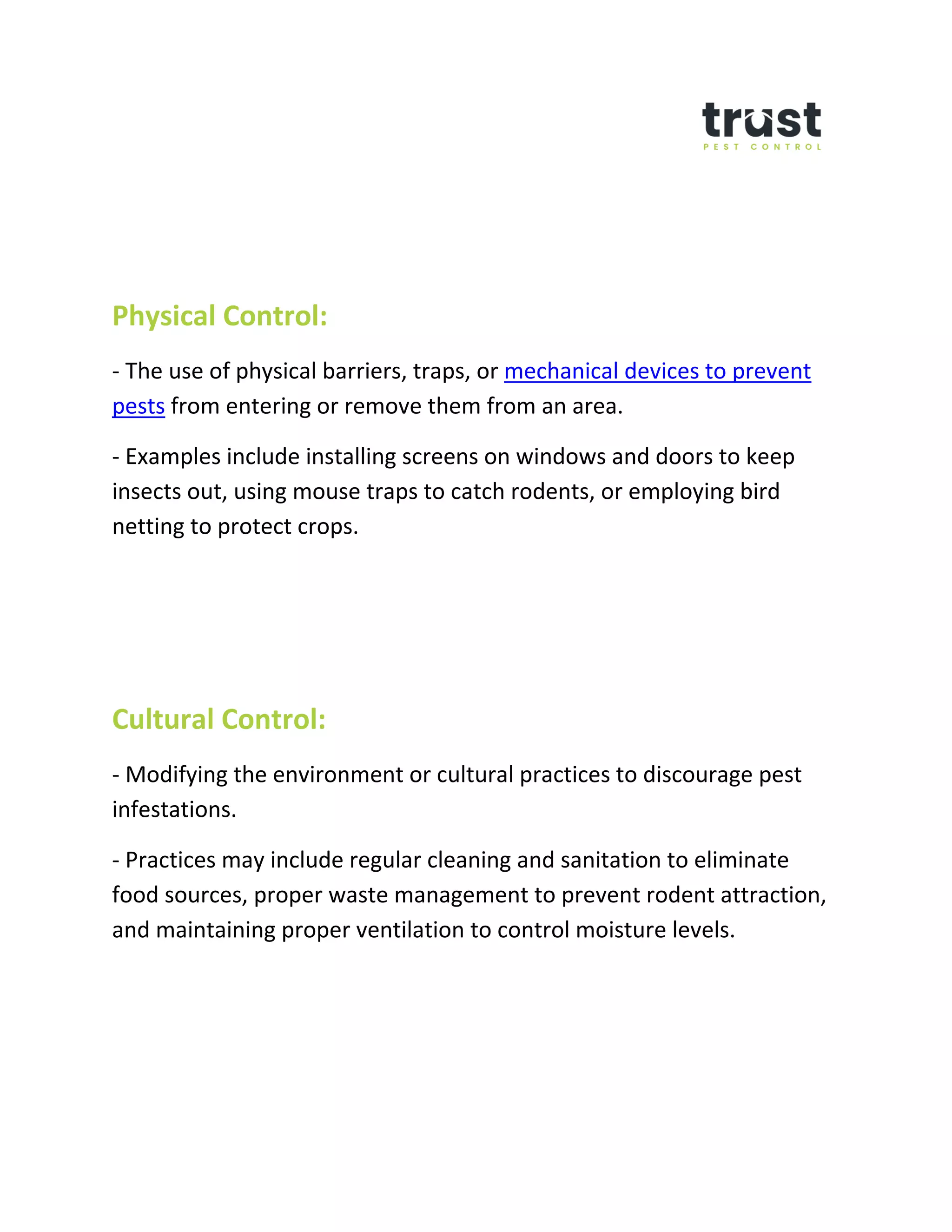 Methods Used for Pest Control | PDF