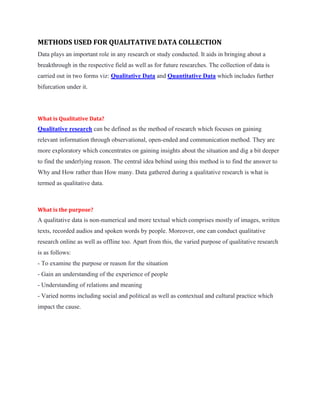 Methods used for qualitative data collection | PDF