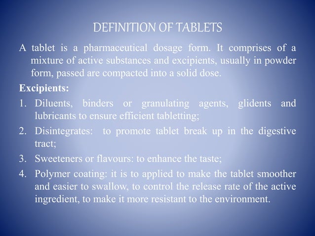 Methods used for the manufacture of tablets | PPTX