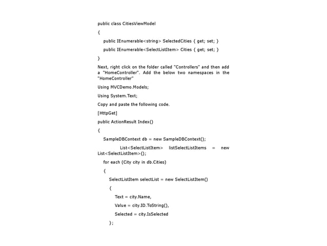 Method to implement_list_box_in_asp_dot_net_mvc | PPT | Web Design and HTML | Internet