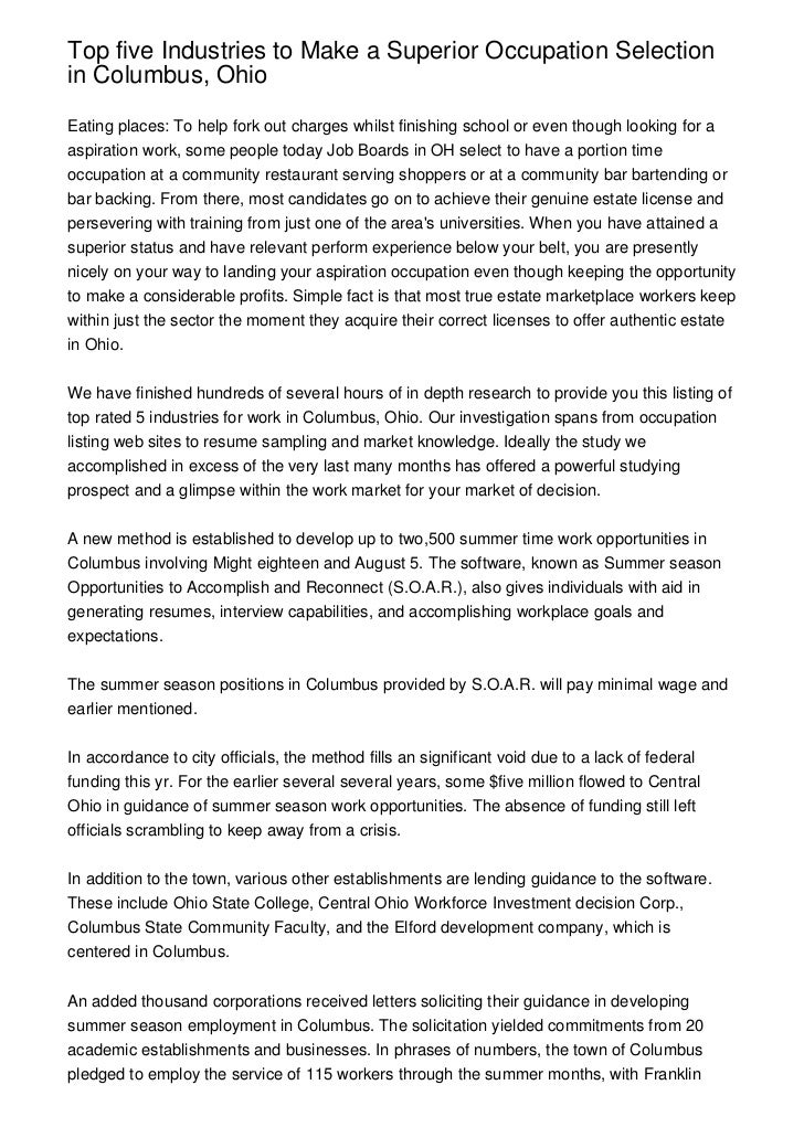 Top five Industries to Make a Superior Occupation Selection in Columbus ...