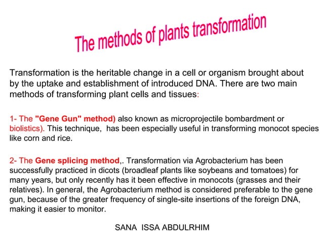 The methods of plants transformation | PPT