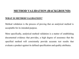 Method Validation presentation for analytical chemistry | PPT