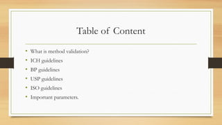 Method Validation Guidelines-2.pptx ISO ICH and USP | PPTX