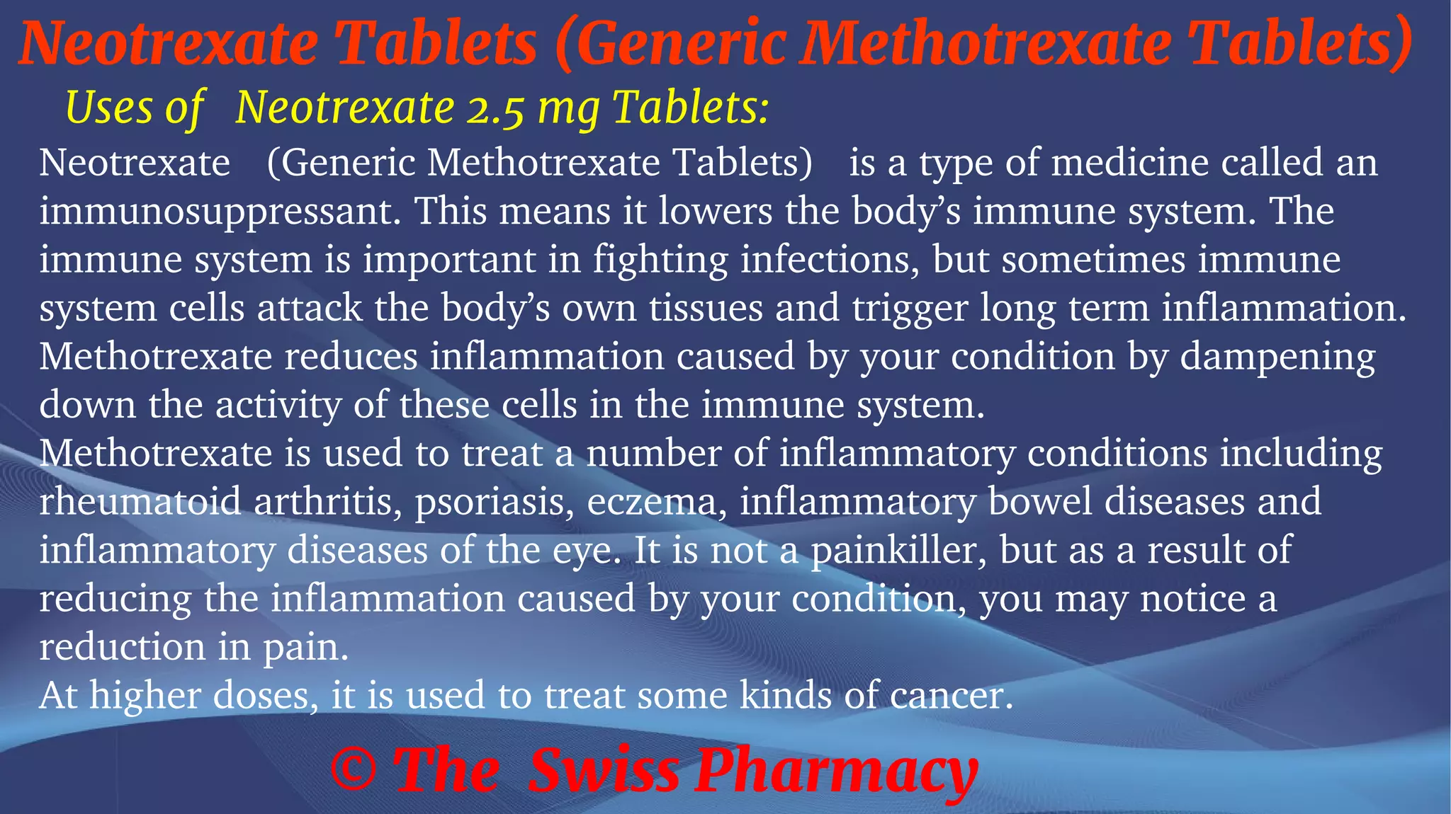 Neotrexate (Generic Methotrexate Tablets) | PDF | Cancer | Diseases and ...