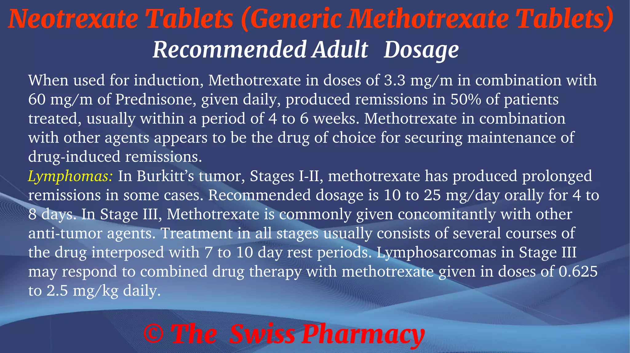 Neotrexate (Generic Methotrexate Tablets) | PDF | Cancer | Diseases and ...