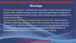 Neotrexate (Generic Methotrexate Tablets) | PDF | Cancer | Diseases and ...