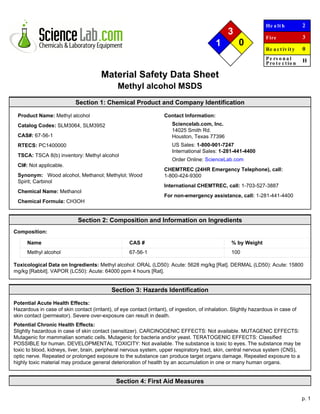 Methyl alcohol | PDF