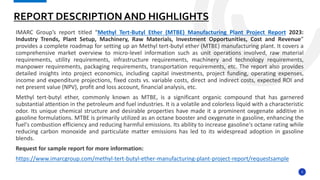 Detailed Project Report on Setting up a Methyl Tert-Butyl Ether ...
