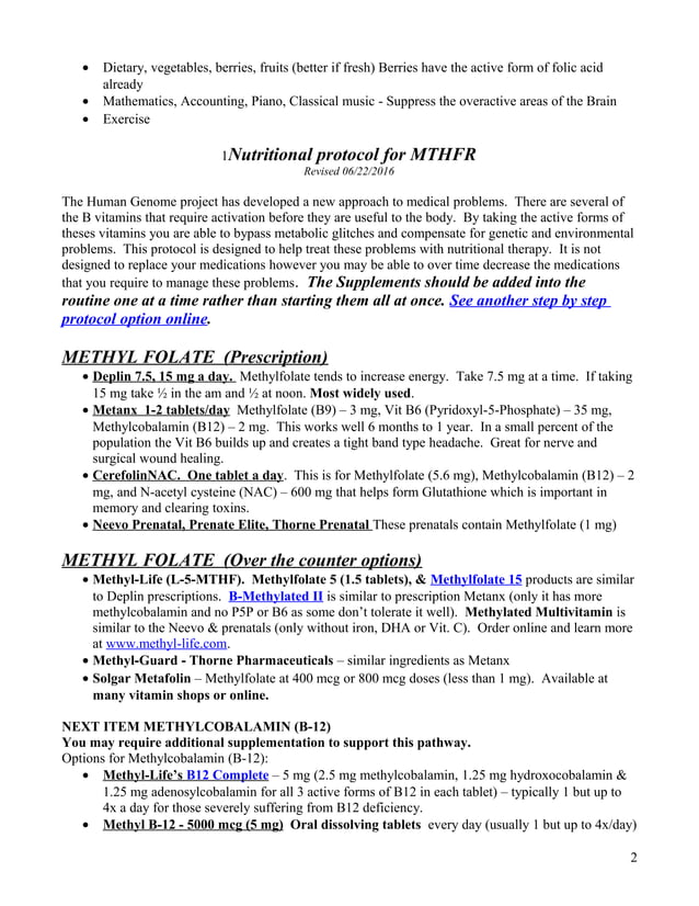 MethylTetraHydroFolate Reductase Deficiency by Dr. Neil Rawlins | PDF ...