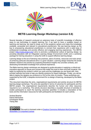 Metis project worskhop design | PDF | Education industry | Industries